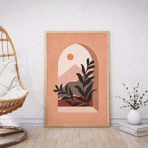Modern Boho Art Print Poster, Boho Arch Print With Boho Landscape and ...