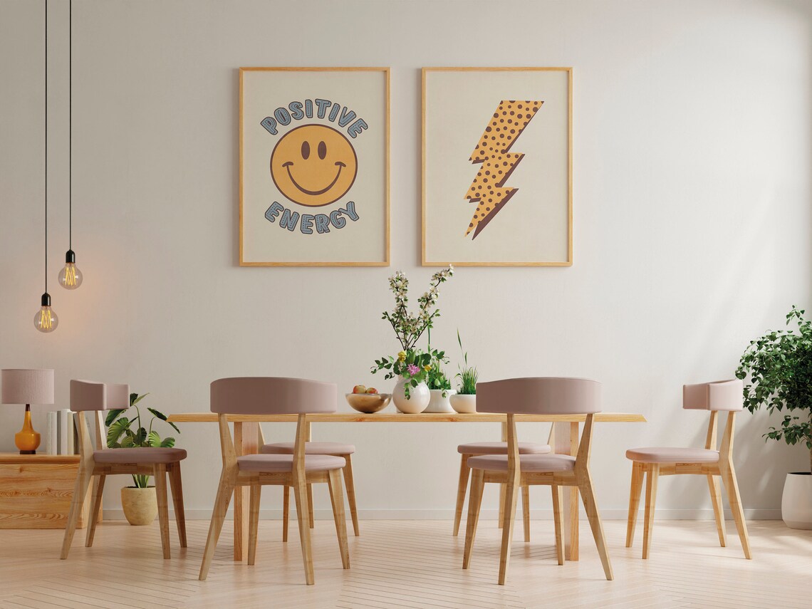 Smiley Face Wall Art Set of 2 Prints Trendy Art Prints Set 2 - Etsy