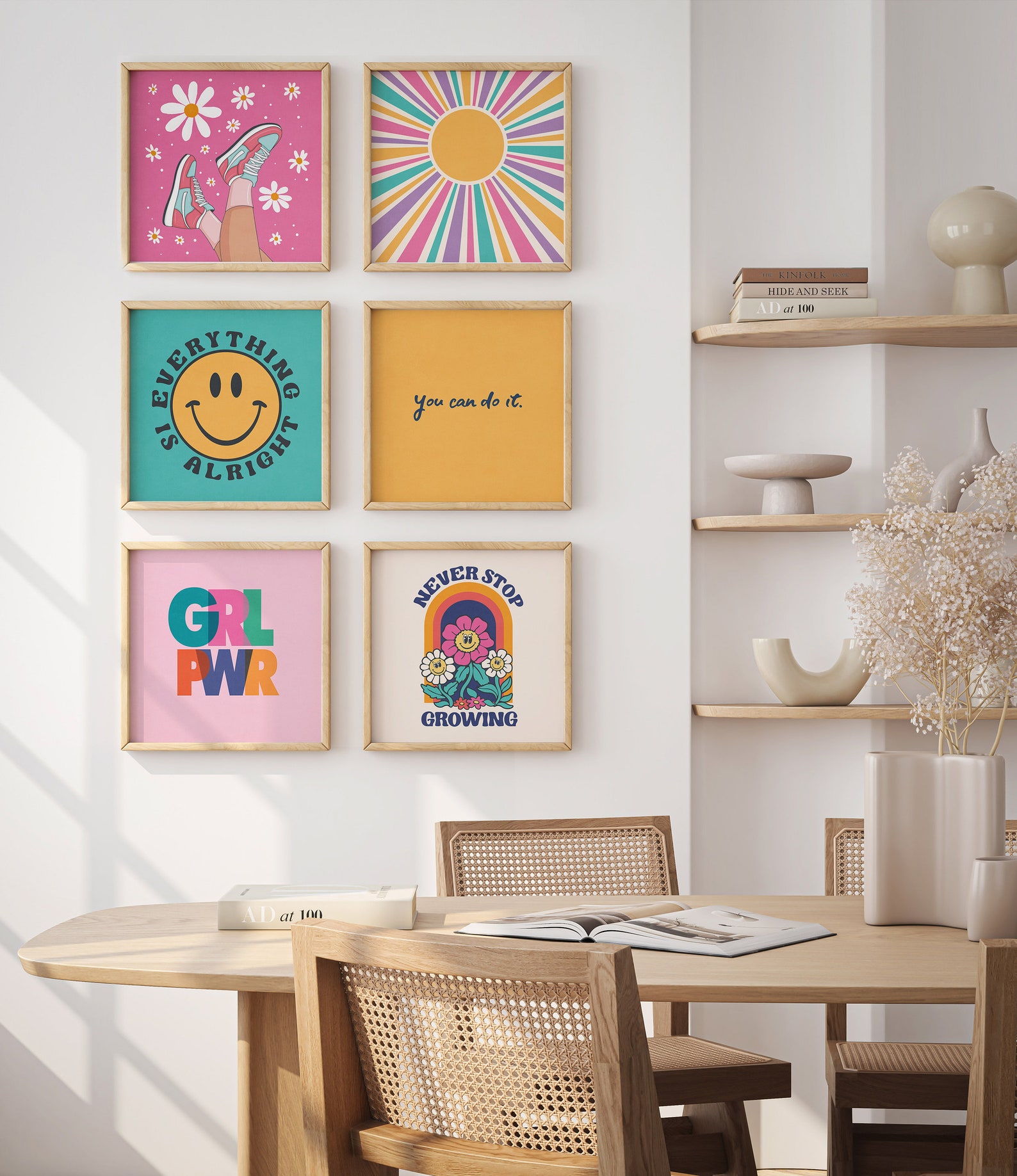 Colorful Art Print Set of 6 Printable Posters, Kids Bedroom Art ...