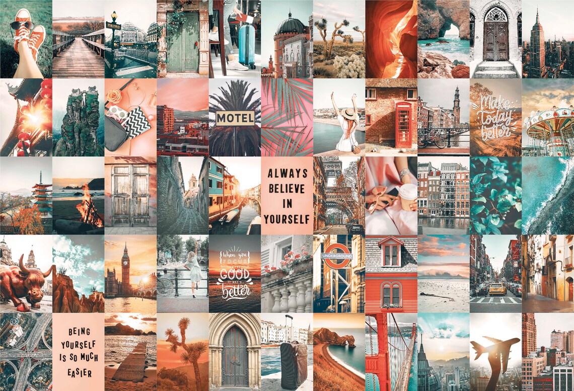 Wall Collage Kit Aesthetic, Vision Board Kit, Digital Wall Collage ...