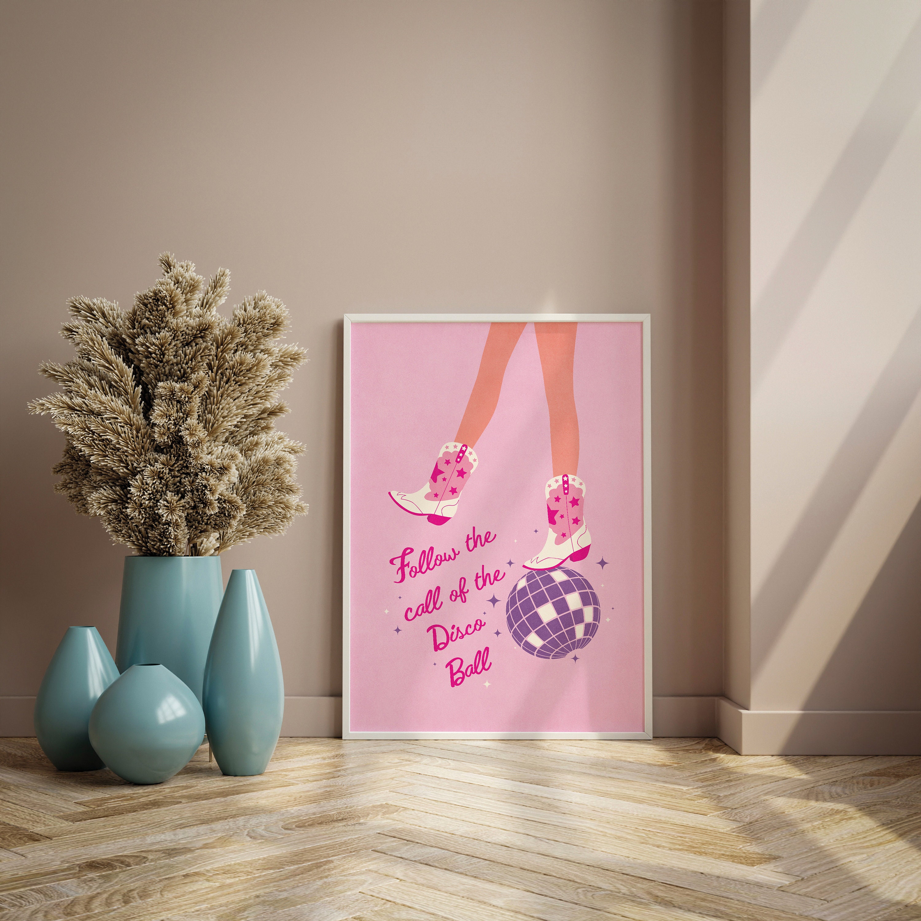 Disco Bachelorette Cowgirl Poster Pink, Aesthetic Poster Preppy Decor ...