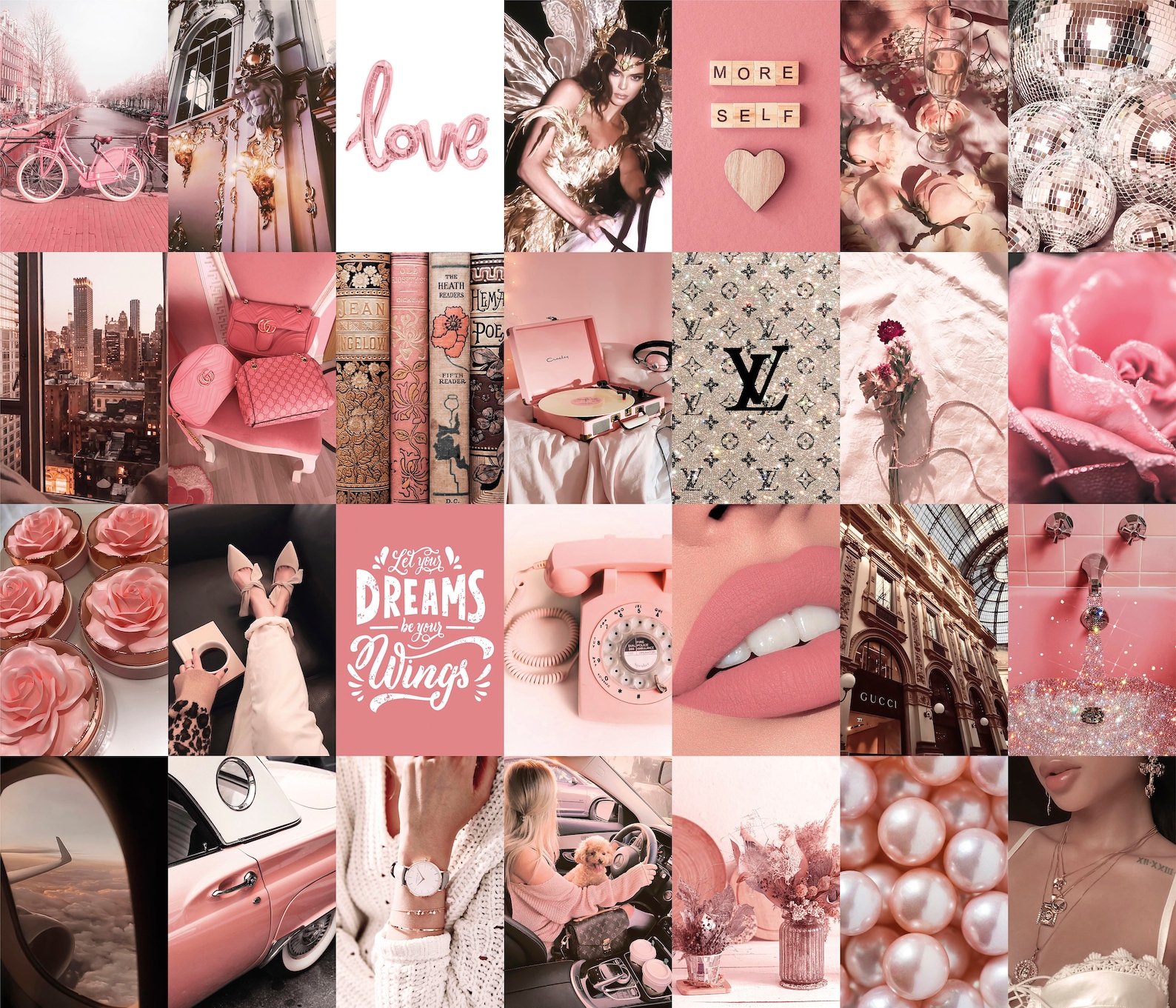 Collage Kit Pink Aesthetic, Pink Photo Collage, Wall Collage Prints ...