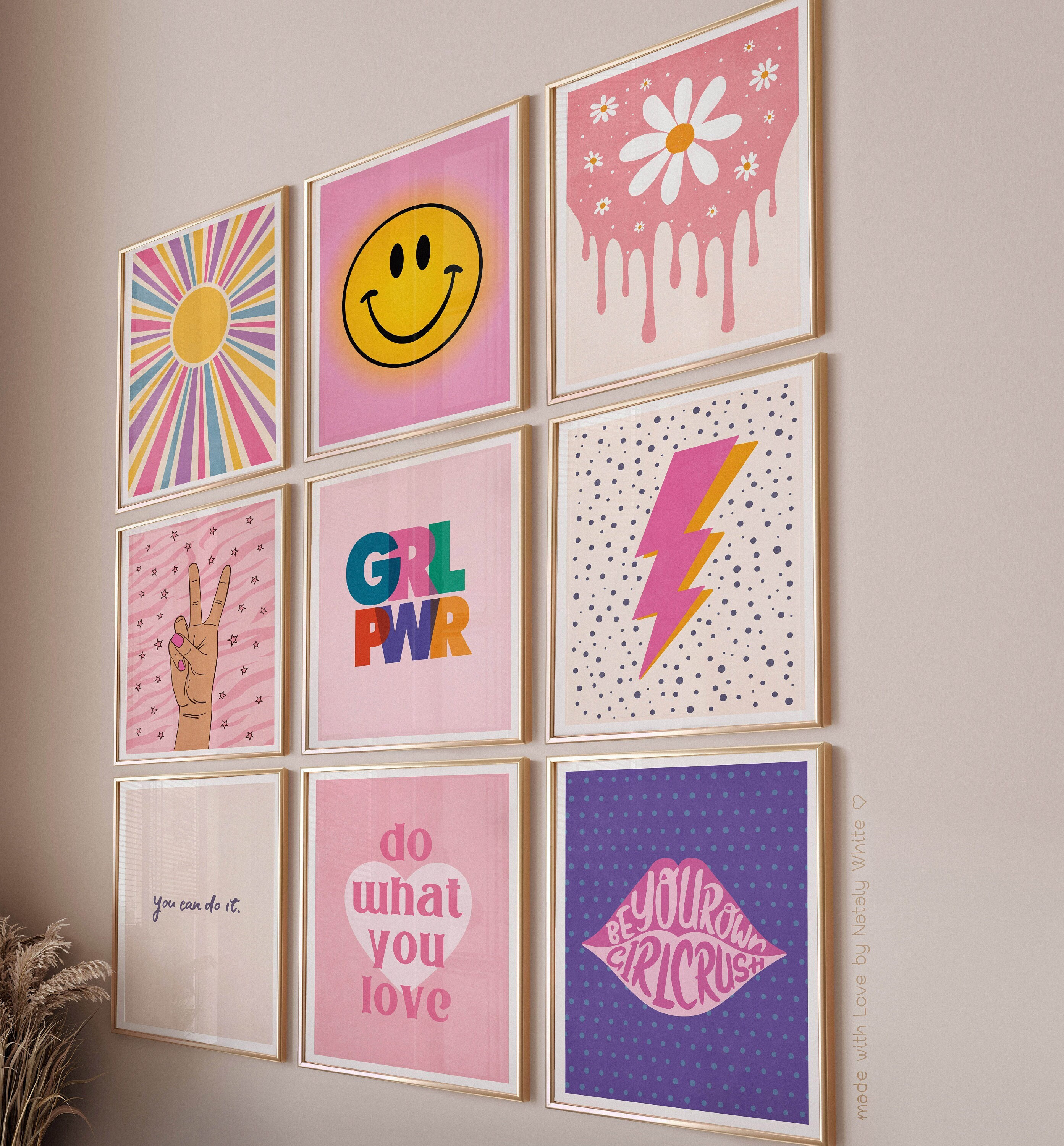 Preppy Room Decor Aesthetic Poster Set of 8 Wall Art Digital Download ...