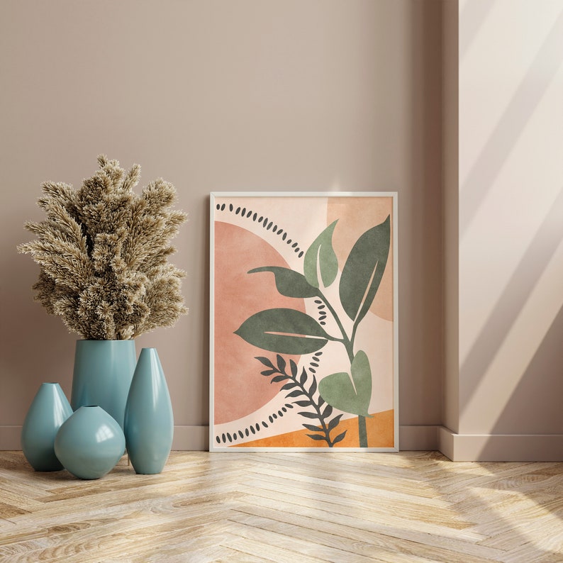 Pastel Wall Art Print Minimalist Plant Art Poster Download - Etsy