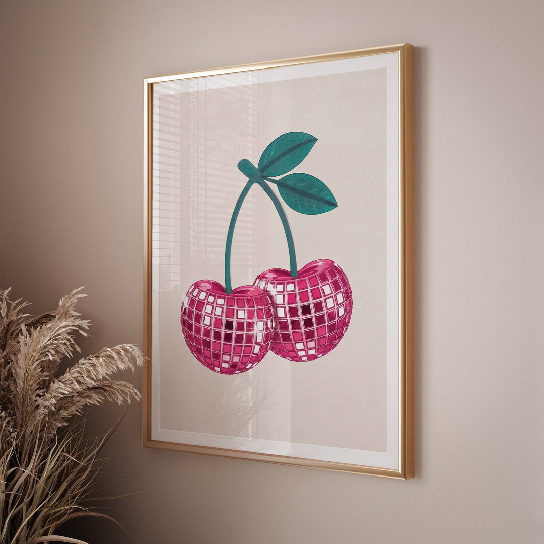 Cherry Poster Funky Home Decor, Trendy Dorm Wall Decor Retro Poster ...