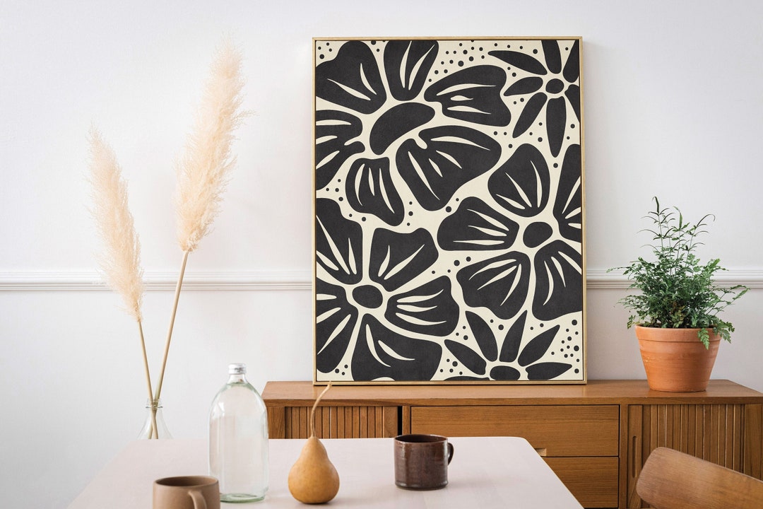 Black and White Art Flower Print, Downloadable Art Flower Poster ...