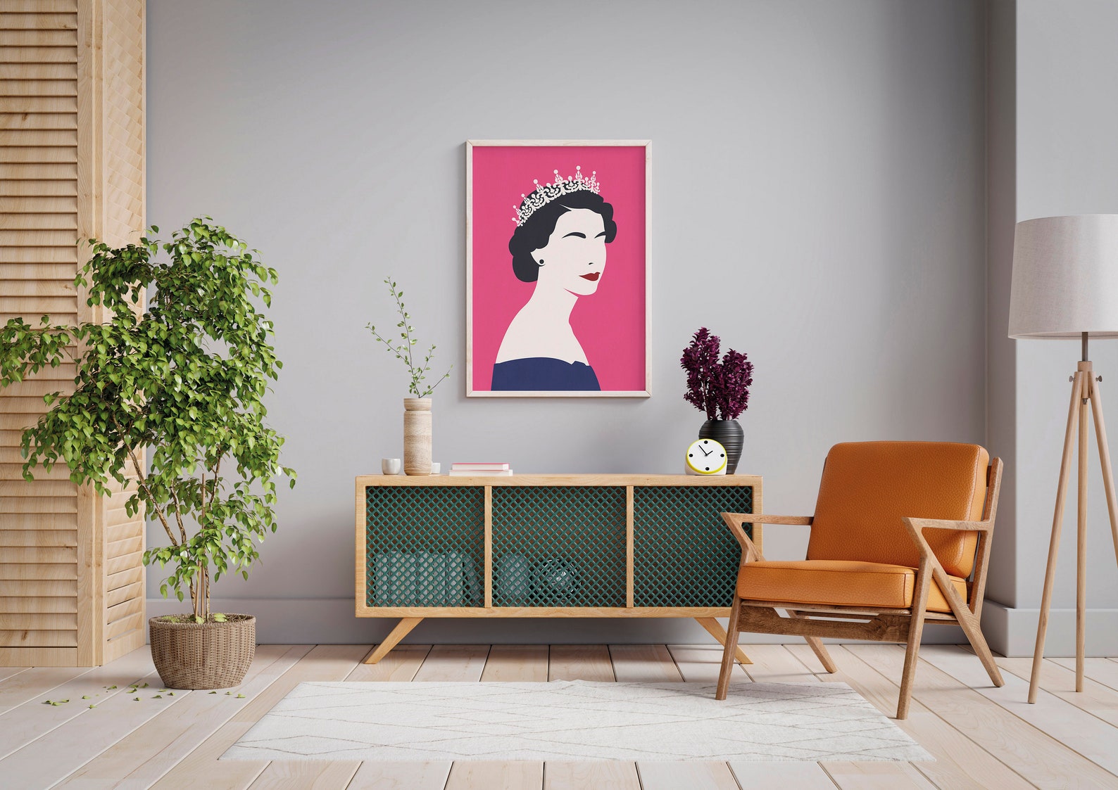 Queen Elizabeth Print Digital Artwork Pink Poster Queen - Etsy