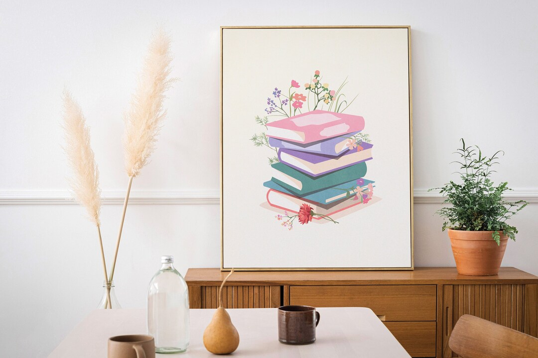 Bookshelf Decor Reading Poster, Kids Room Decor Gift for Book Lover ...