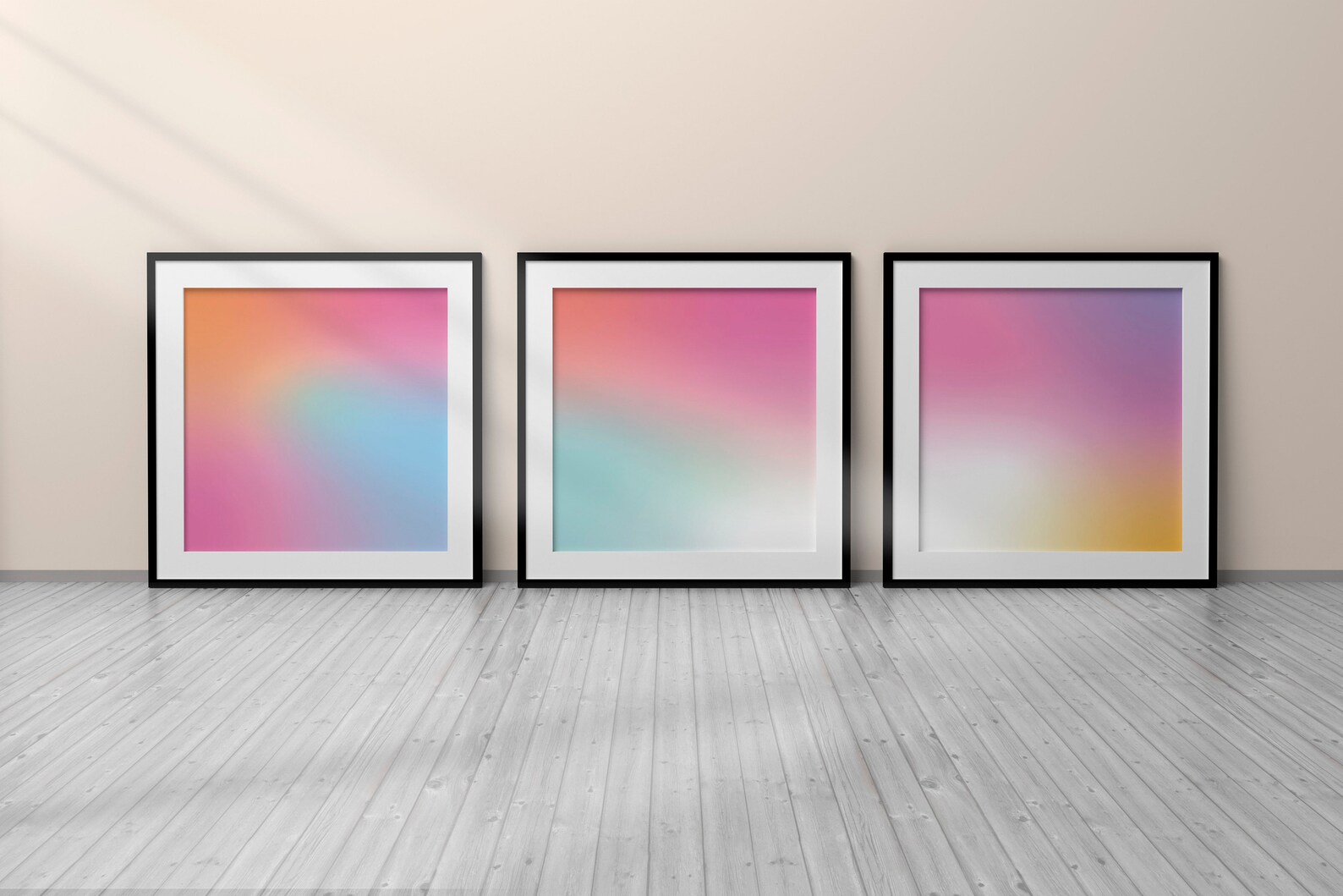 Gradient Print Set of 3 Wall Art Abstract Trendy Pink Wall - Etsy