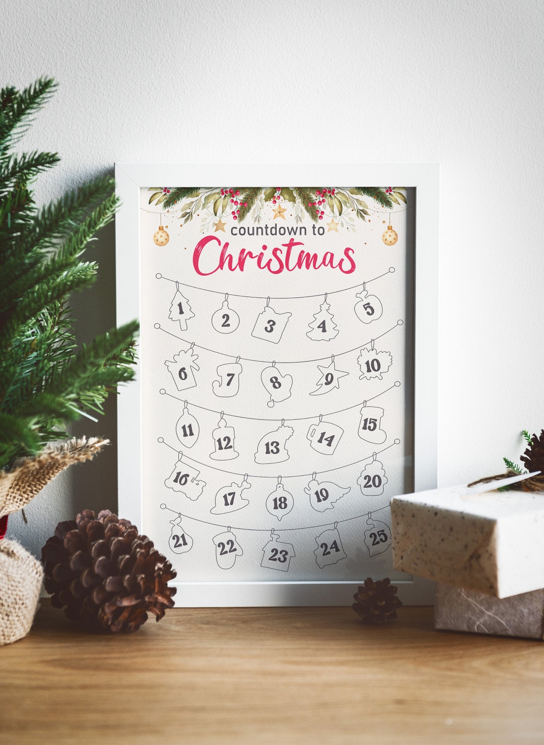 25 Days of Christmas Countdown Decor, Christmas Countdown Calendar ...