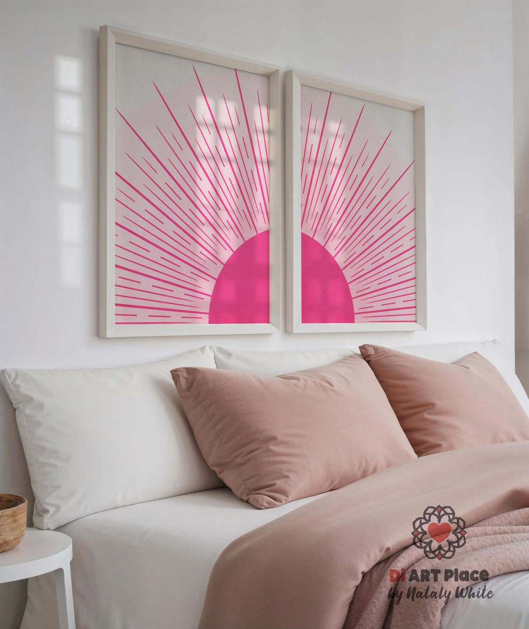Sunset Downloadable Art Pink Prints, Minimalist Art Hot Pink Decor ...
