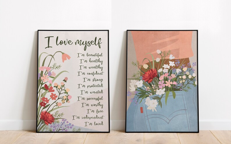 Positive Affirmation Wall Art Printable Set of 2 Prints Self - Etsy