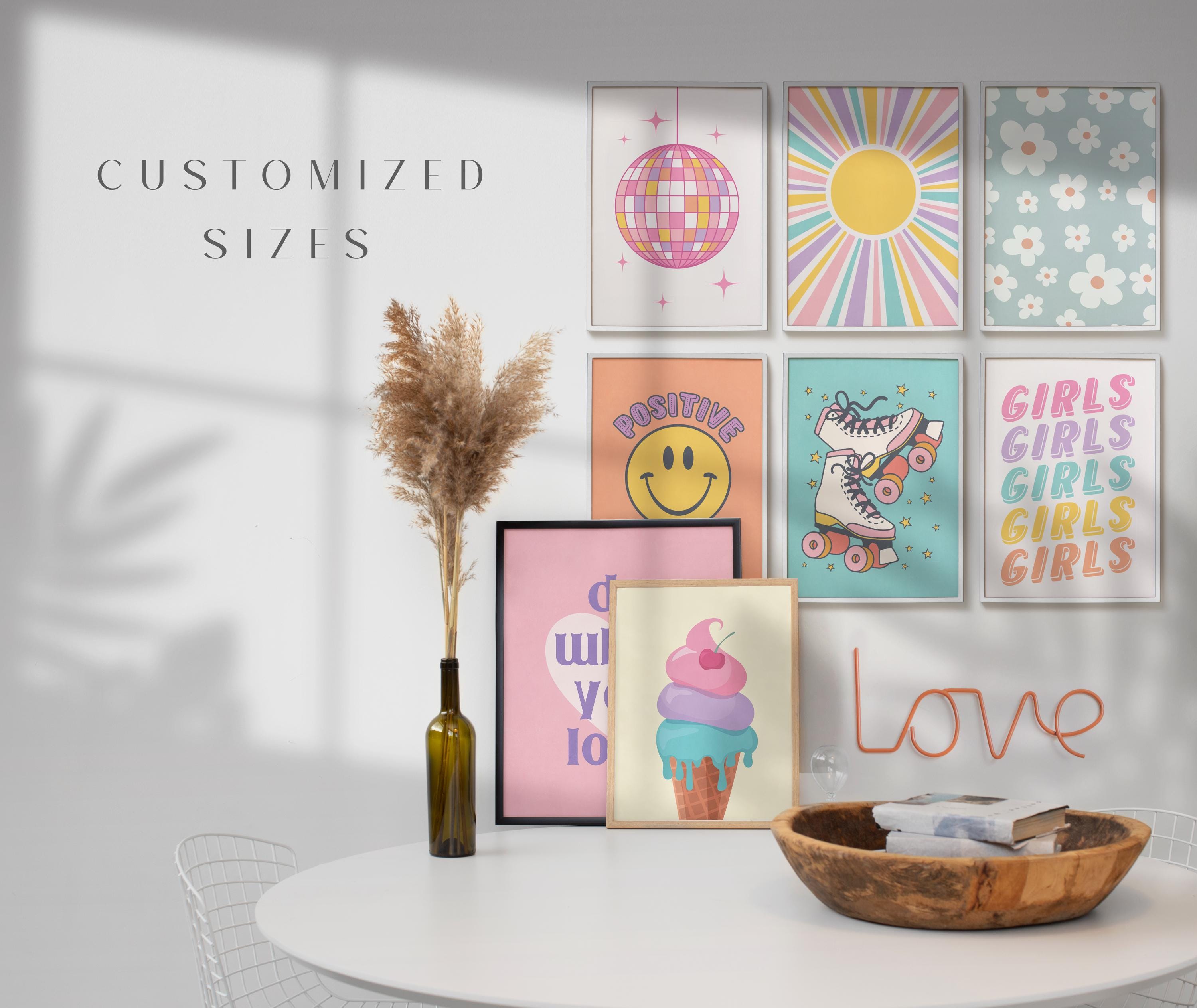 Retro Groovy Wall Art Set of 8 Motivational Poster Bundle, Light Blue ...