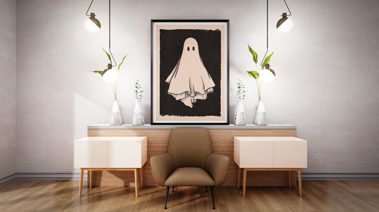 Cute Ghost Decor for Wall Printable Halloween Poster Vintage - Etsy