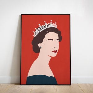 Queen Poster Print Wall Art, Printable Poster Young Queen Elizabeth Ii ...
