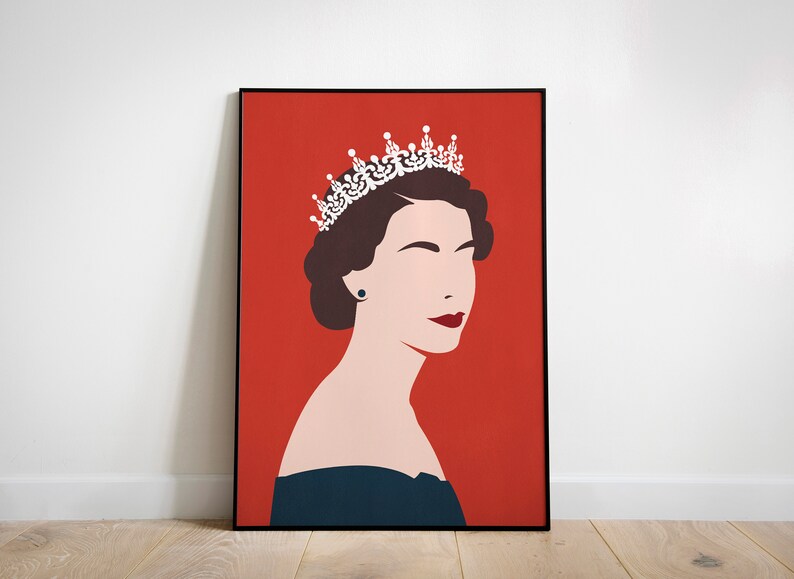 Queen Poster Print Wall Art, Printable Poster Young Queen Elizabeth Ii ...