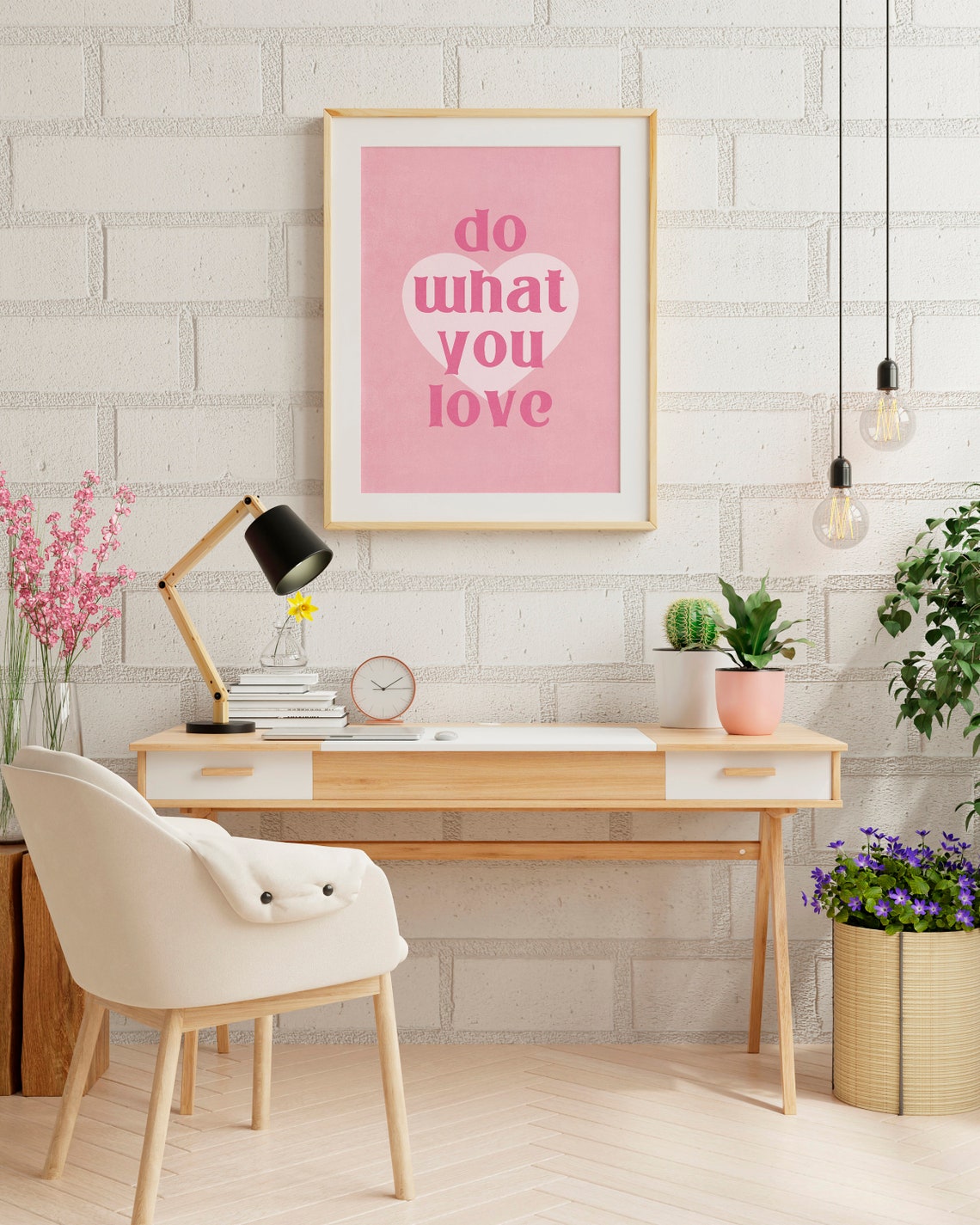 Do What You Love Art Prints Poster Pink Wall Decor, Motivational Print ...