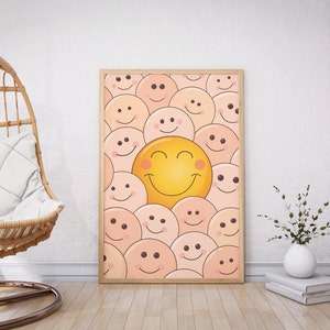 Preppy Wall Art Download Print, Cute Print Funky Wall Art, Smiley Face ...