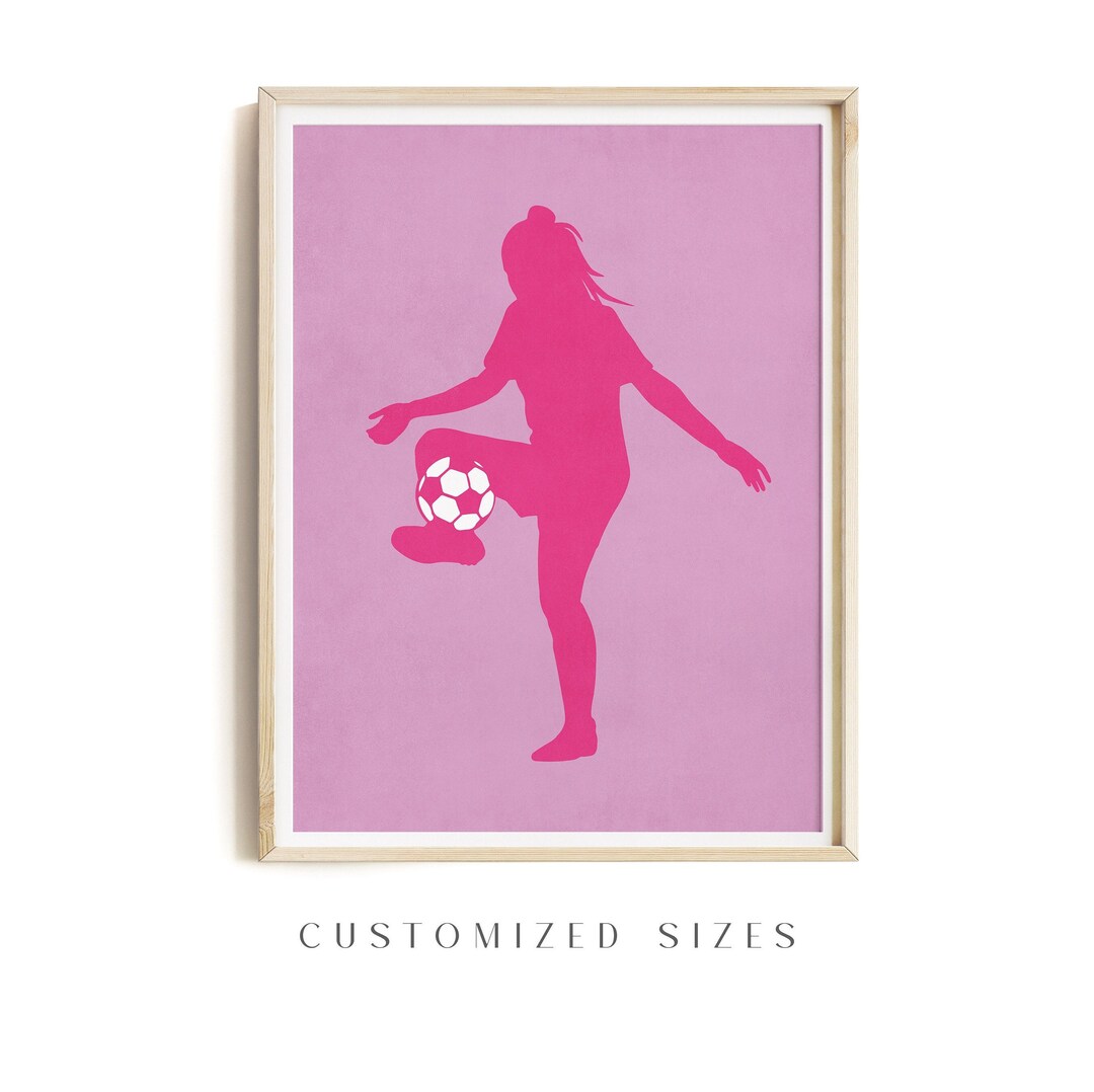 Art for Girls Room Decor, Girls Soccer Poster, Soccer Wall Art in Pink ...