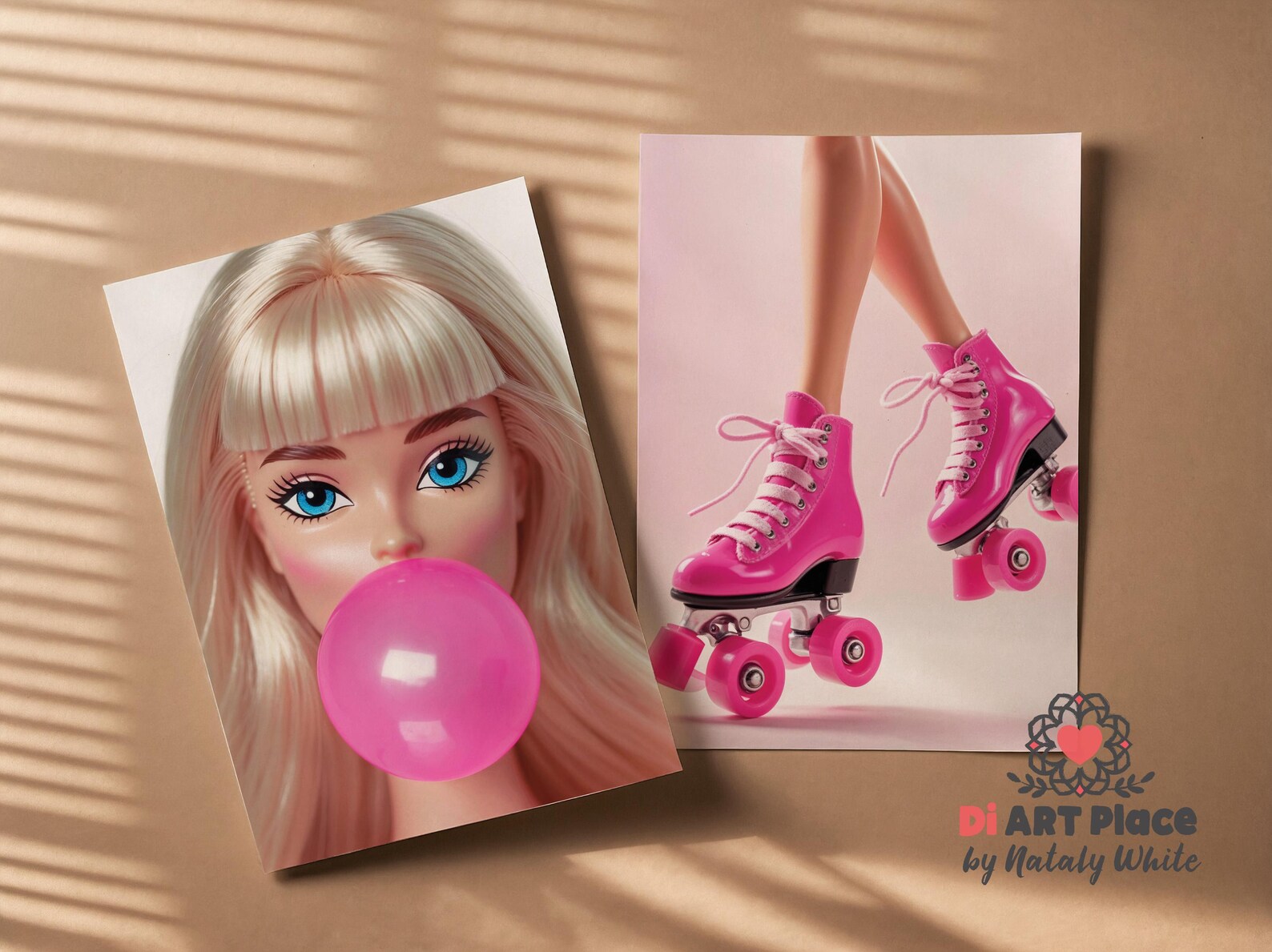 Preppy Wall Art Fashion Doll With Bubble Gum, Girls Room Decor ...