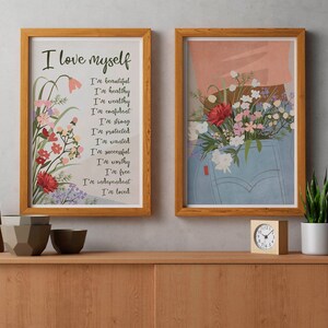 Positive Affirmation Wall Art Printable Set of 2 Prints, Self Love ...
