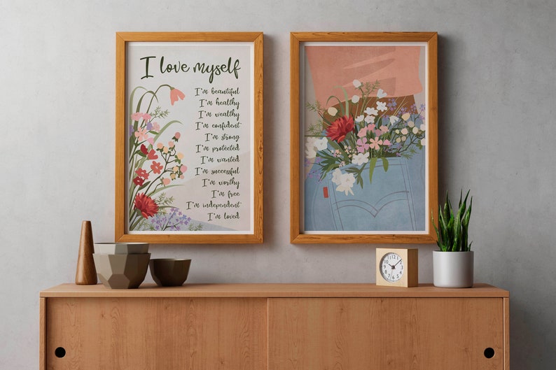 Positive Affirmation Wall Art Printable Set of 2 Prints Self - Etsy
