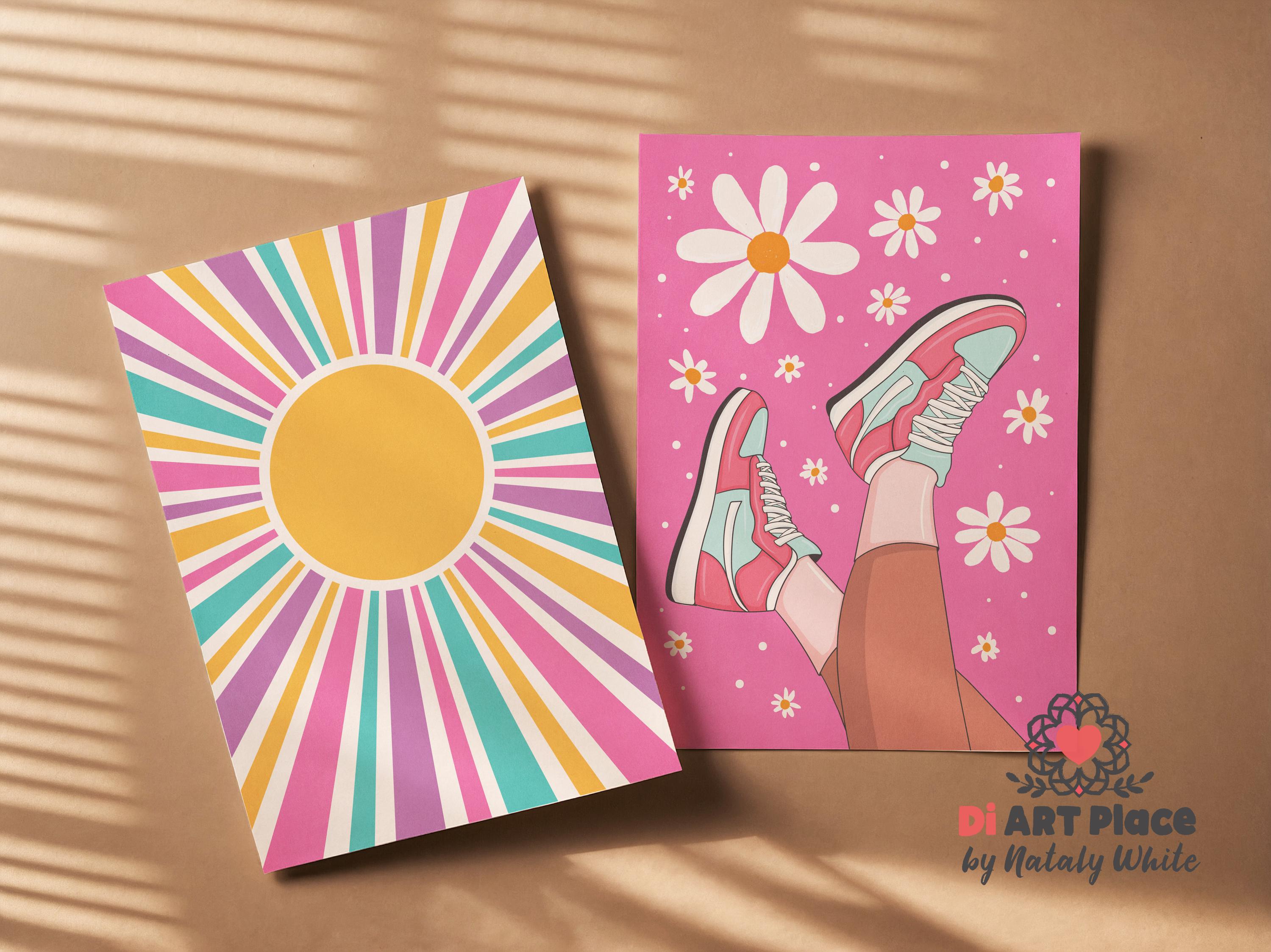 Pink Girly Wall Art Set of 9 Printable Girly Wall Decor, Funky Poster ...