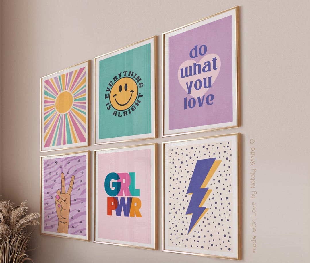 Trendy Prints Bedroom Wall Art, Colorful Fun Wall Art Bedroom Prints ...