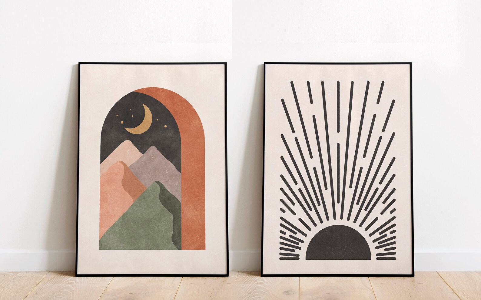 Living Room Art Prints Gallery Wall Set Boho Digital Art Boho - Etsy