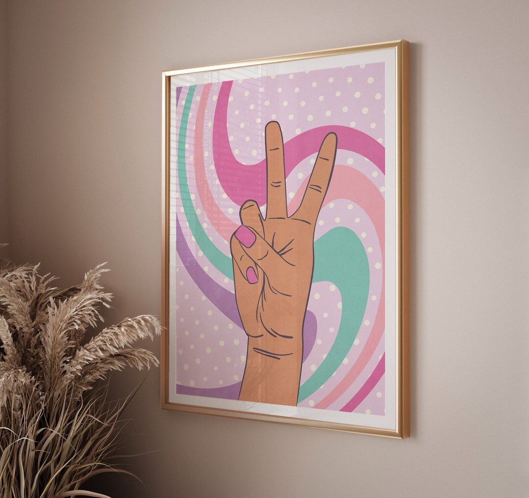Purple Peace Sign Preppy Poster, Preppy Aesthetic Y2k Room Decor, Soft ...