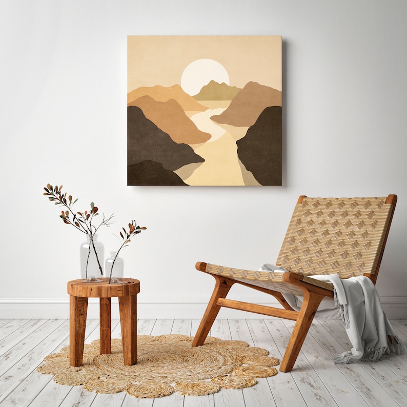Boho Landscape Print Boho Mountain Art Abstract Mountain Art - Etsy
