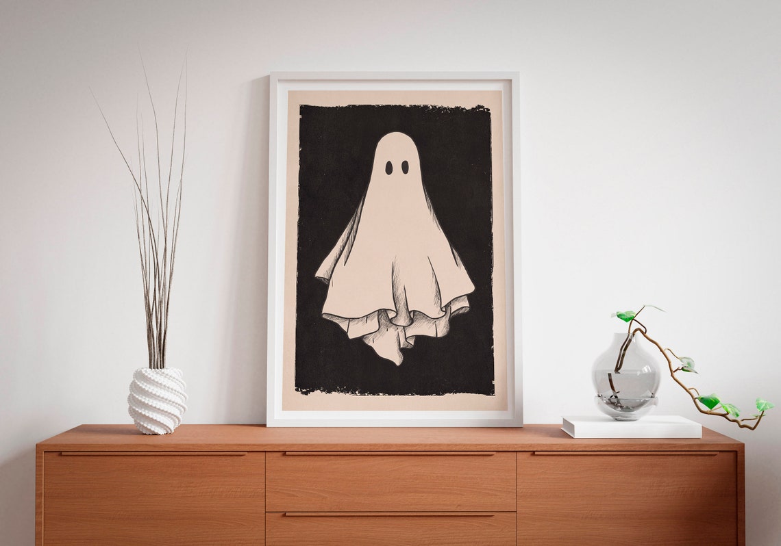 Cute Ghost Decor for Wall Printable Halloween Poster Vintage - Etsy