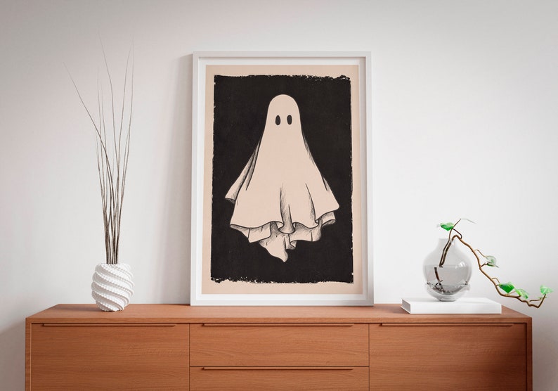 Cute Ghost Decor for Wall Printable Halloween Poster Vintage - Etsy
