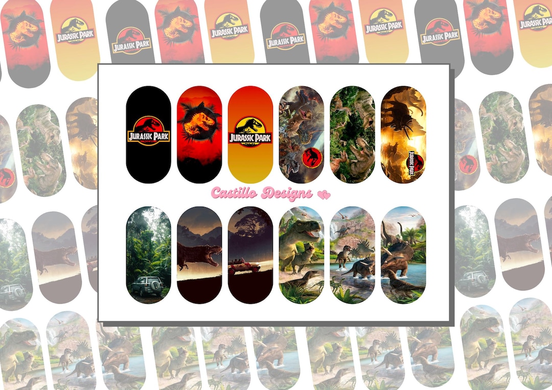 Jurassic Park Nail Decals - Nail Art - Waterslide Decals - Etsy