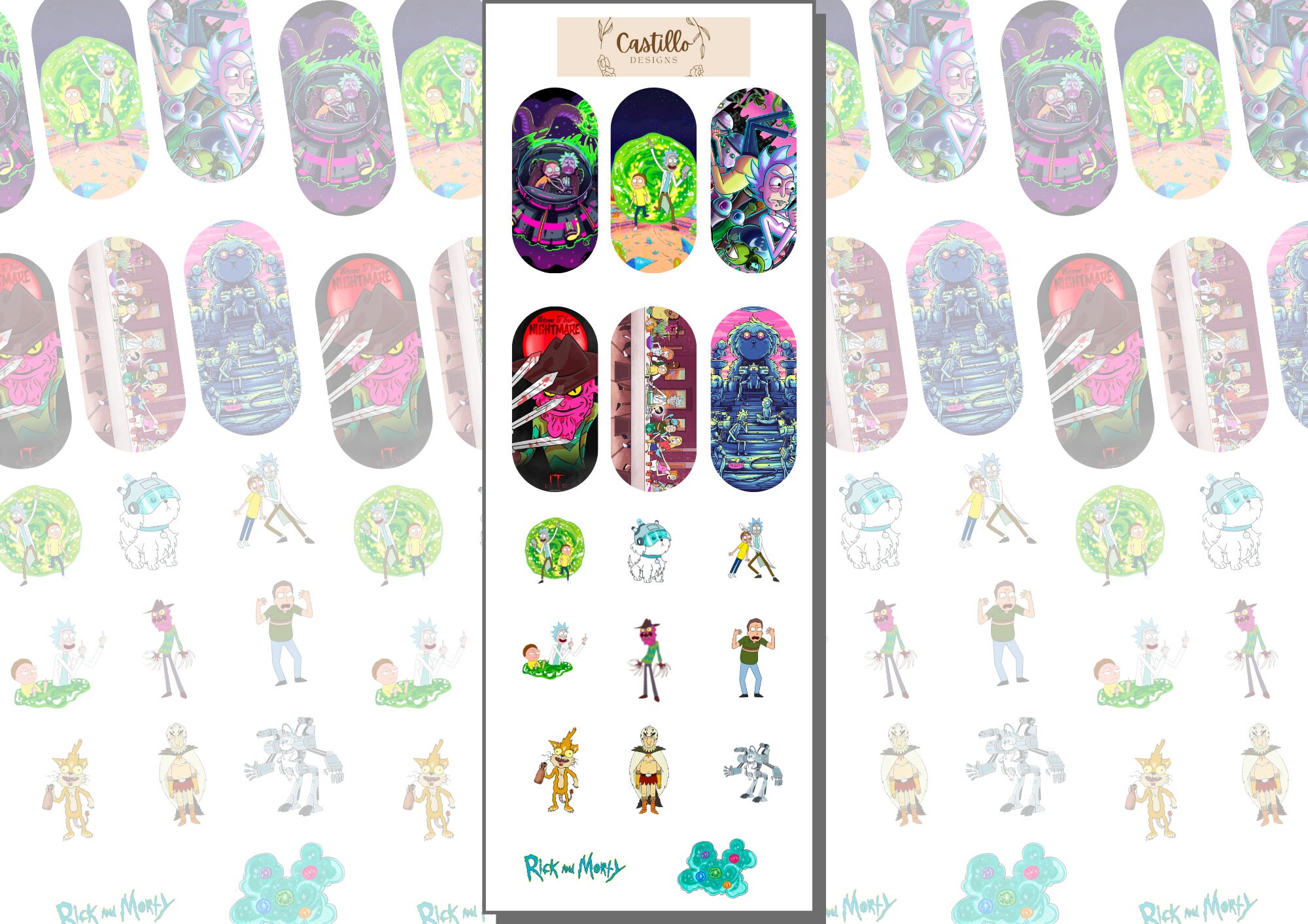 Rick and Morty Nail Decals Nail Art Waterslide Decals | Etsy