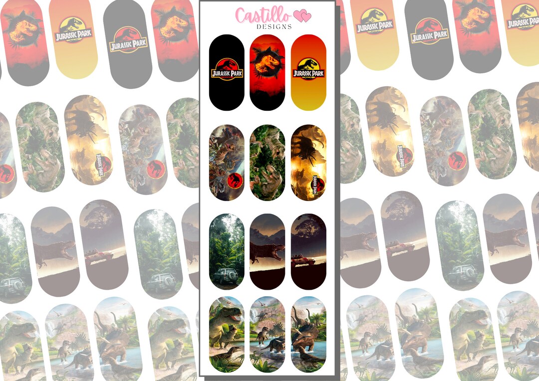 Jurassic Park Nail Decals Nail Art Waterslide Decals - Etsy