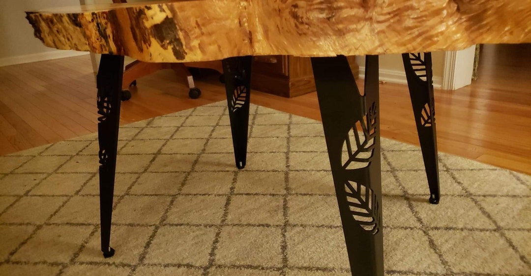 Large Hardwood Cookie Slab Coffee Table W/ Steel Legs - Etsy