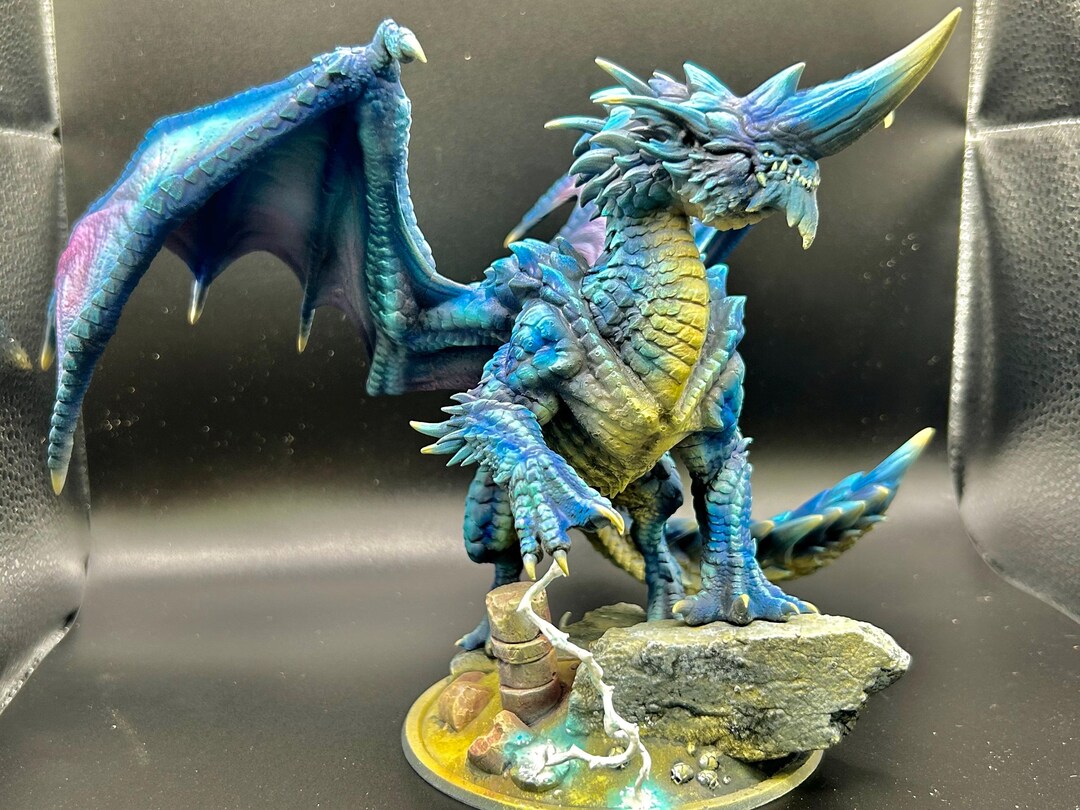 Hand Painted Gargantuan Blue Dragon D&D - Etsy
