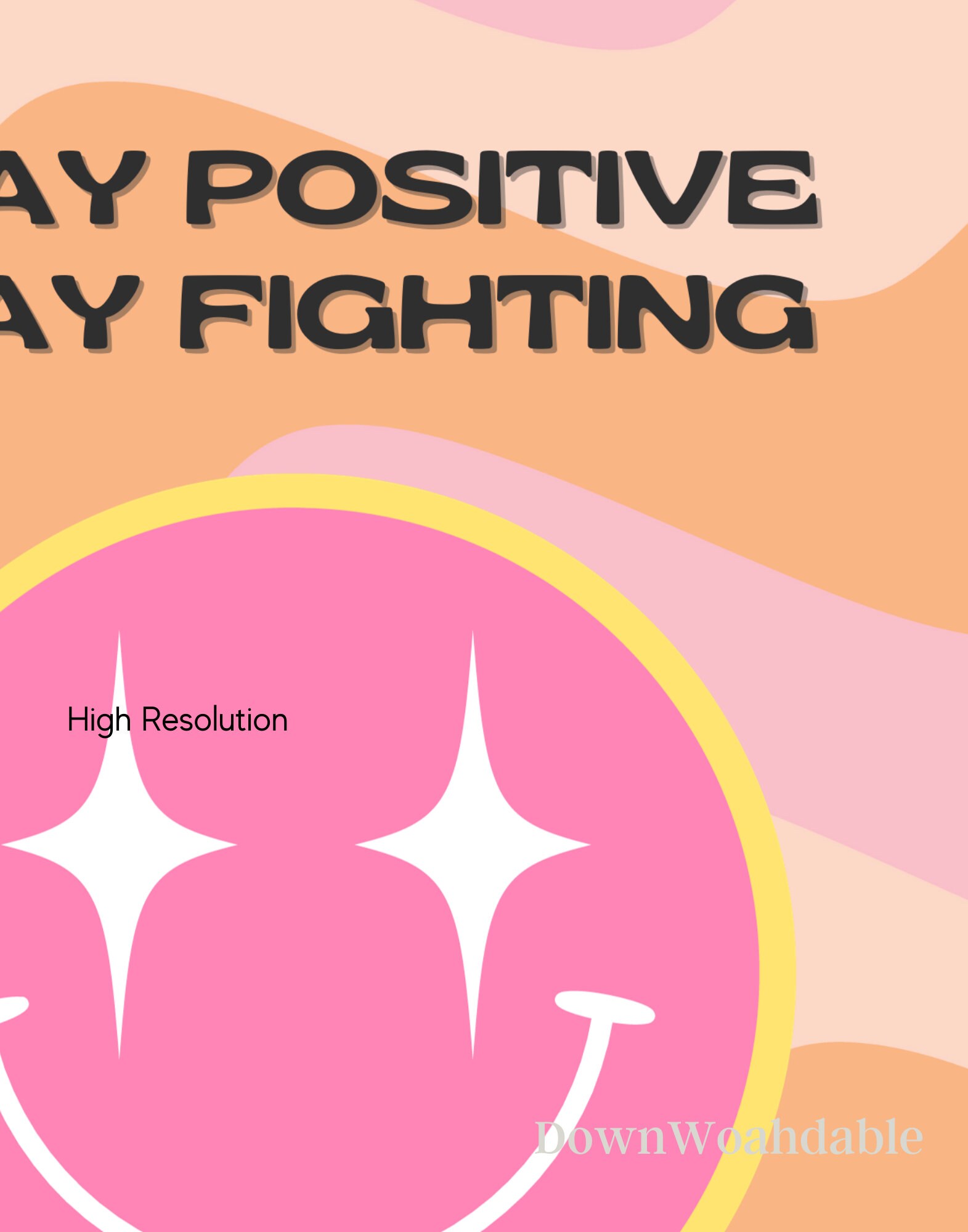 Stay Positive Retro Art Print: Inspirational Smiley Face (digital ...