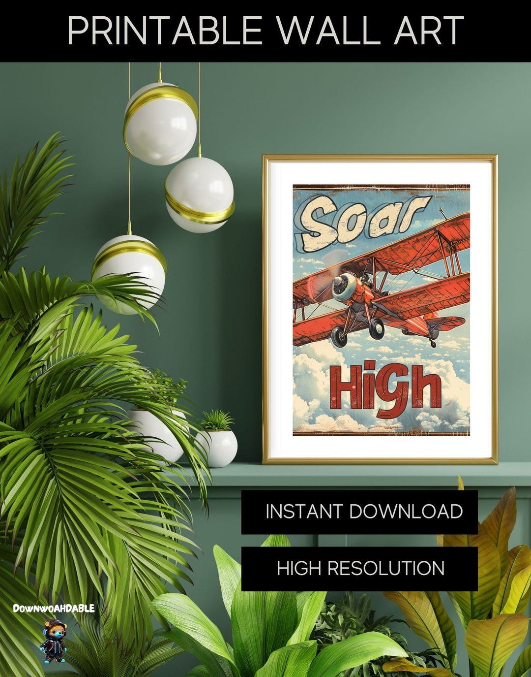 Vintage Biplane Poster: Early 20th-century Aviation Art (digital ...