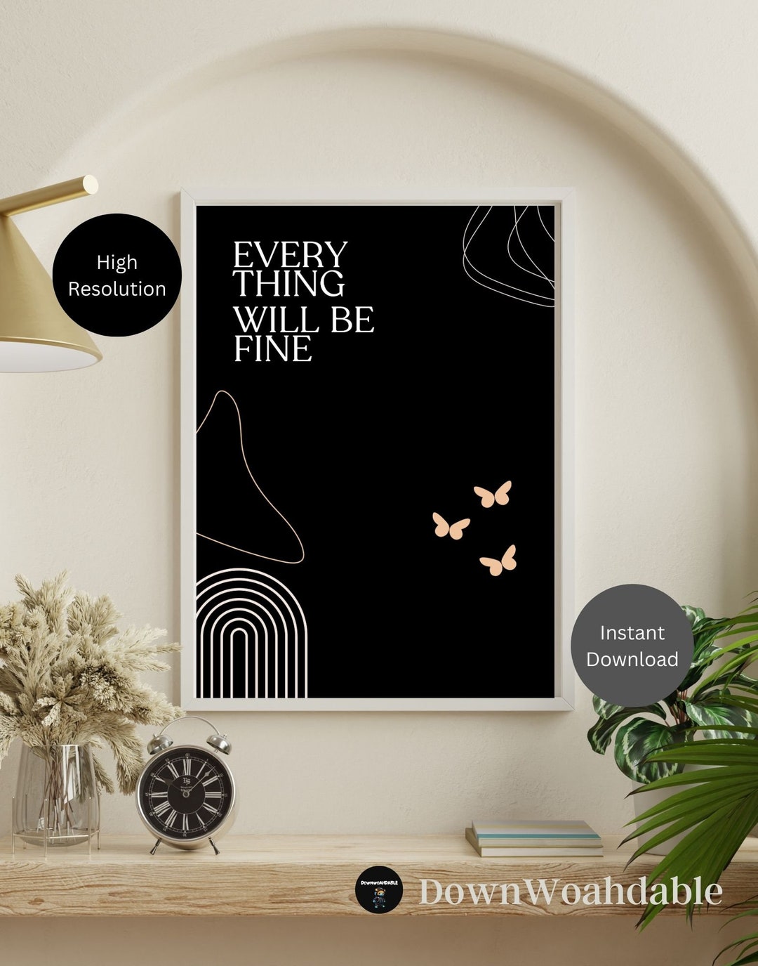 Boho Everything Will Be Fine Poster | Art Print | Portrait | Music ...