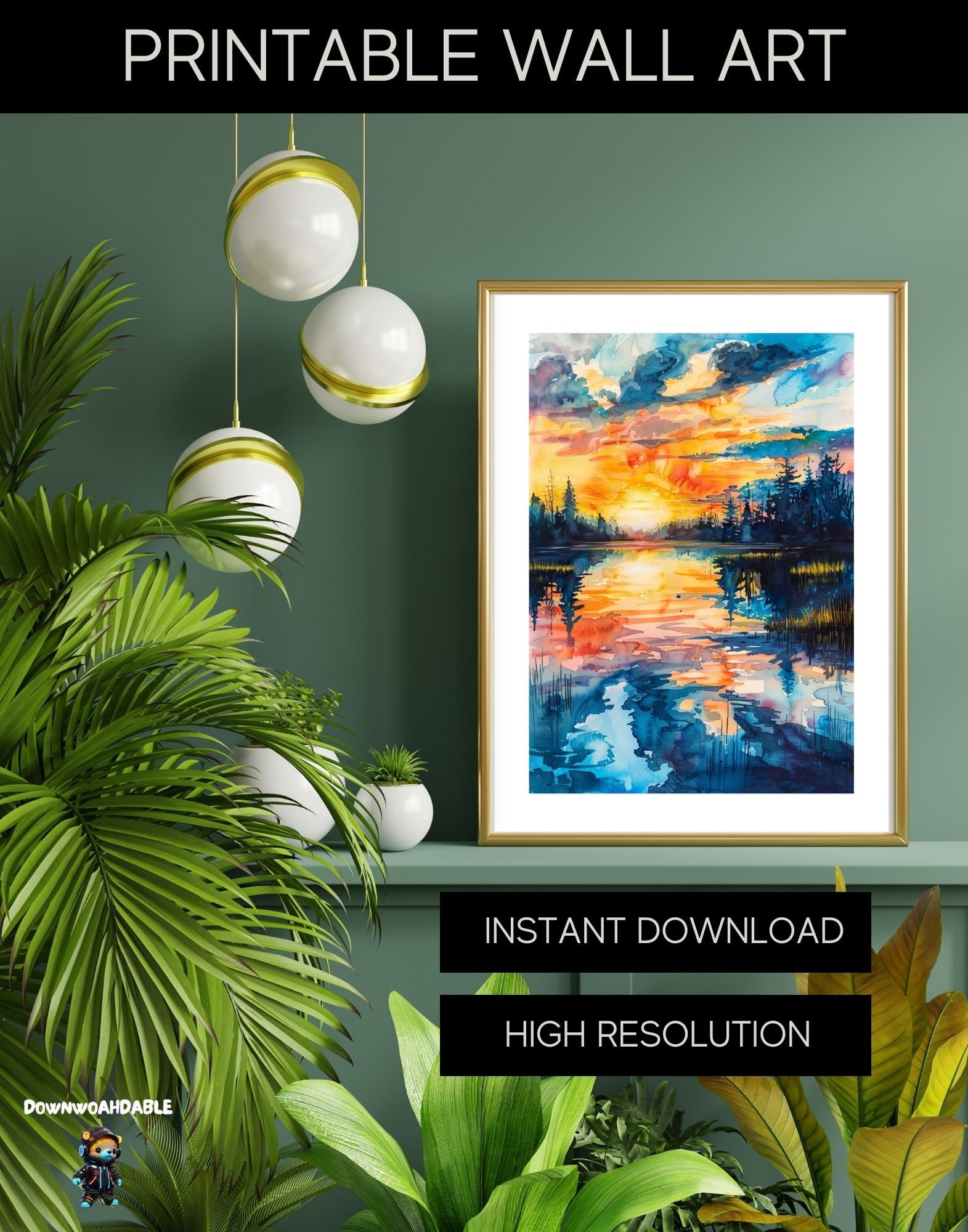 Watercolor Sunrise Instant Download Printable Art - Etsy