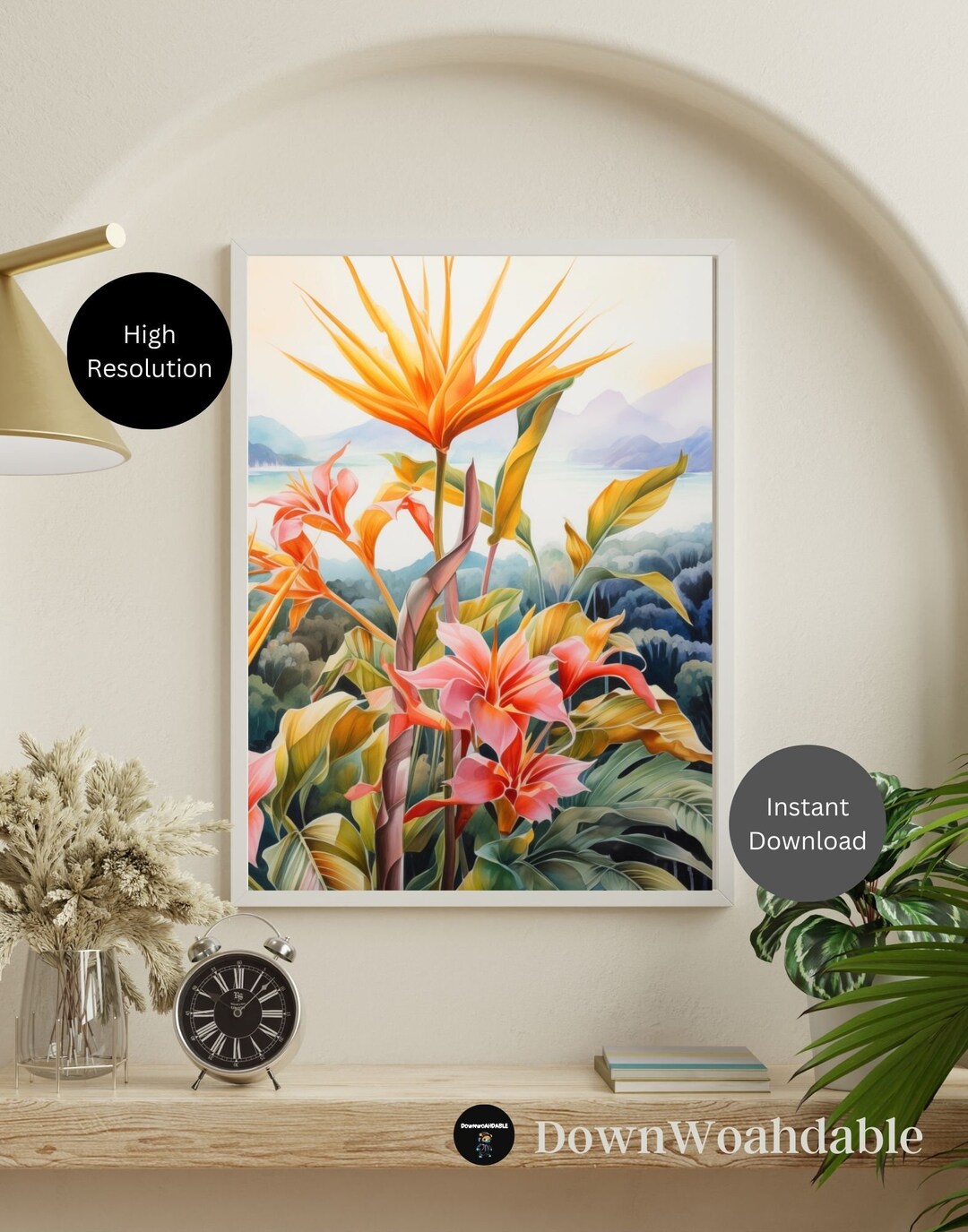 Birds of Paradise Watercolor Art Print: Floral Portrait (digital ...