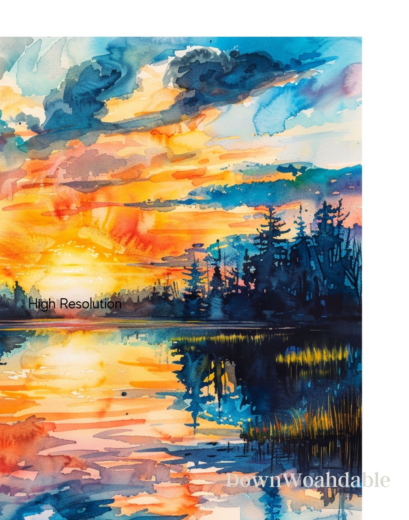 Watercolor Sunrise Instant Download Printable Art - Etsy