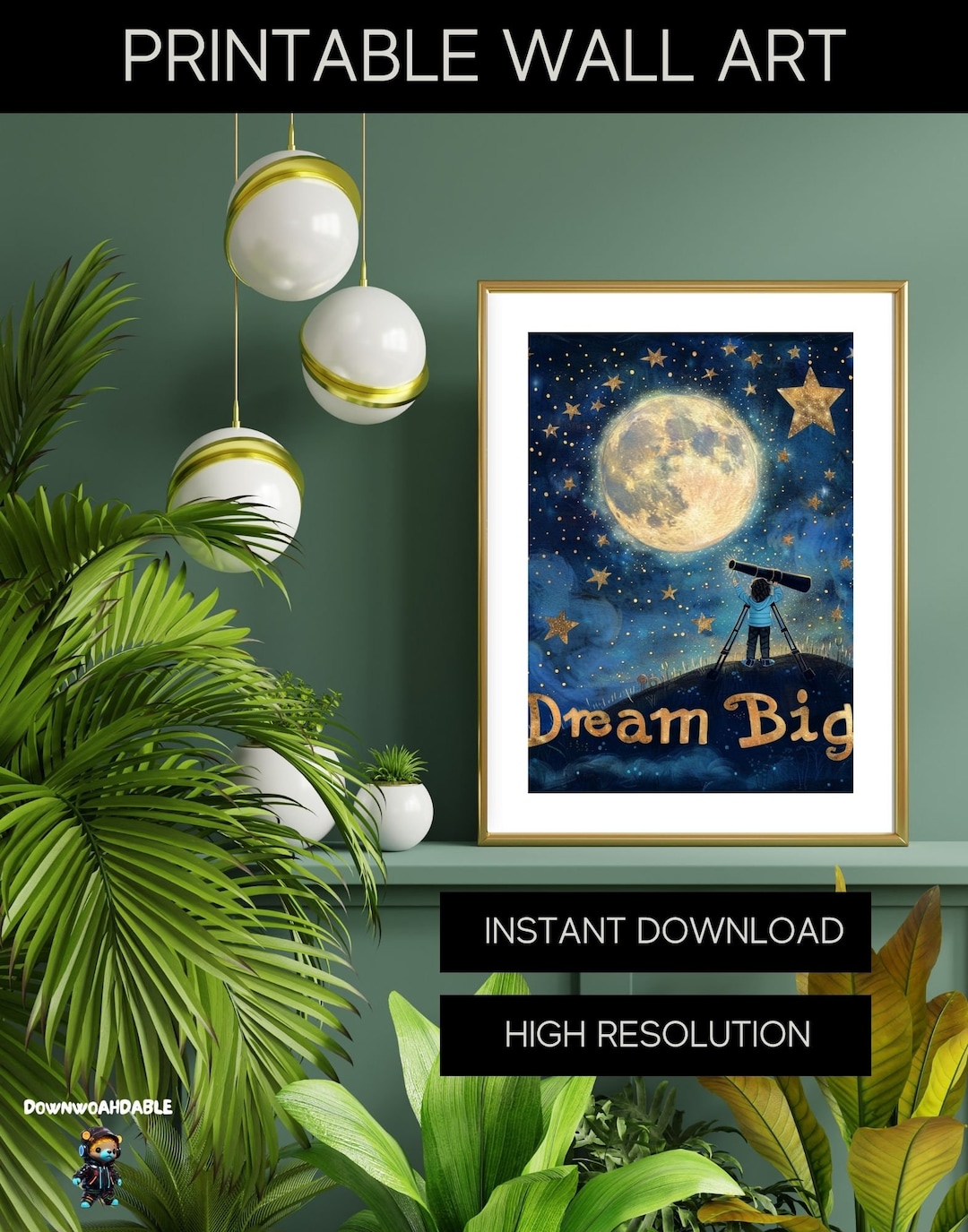 Dream Big - Inspirational Starry Night Sky Poster, Child Astronomer ...