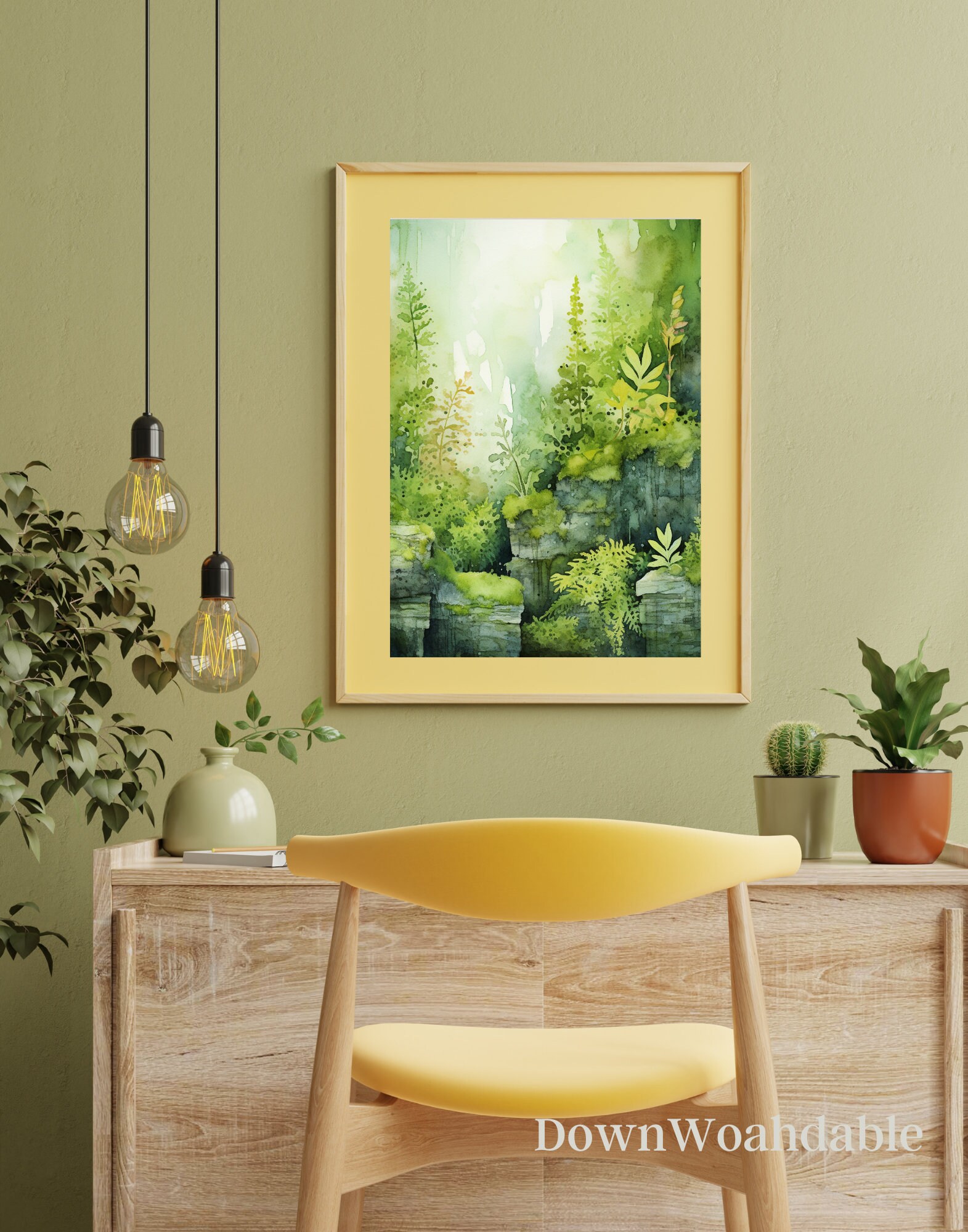 Watercolor Moss Wall: Digital Nature Art Print Moss Fairy - Etsy