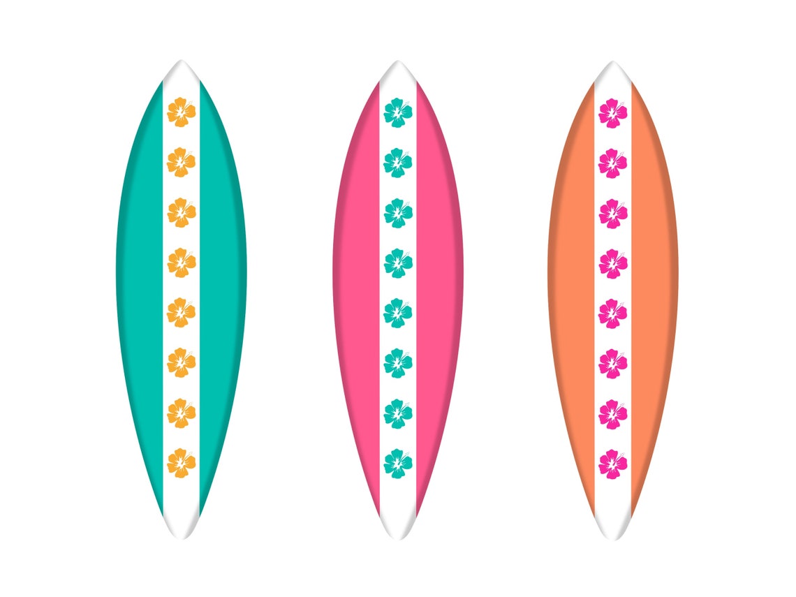 Tropical Surfboard Clipart Hawaiian Surfboard Clipart PNG - Etsy
