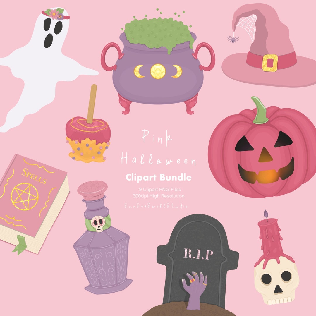 Pink Halloween Clipart Cute Halloween Pastel October - Etsy