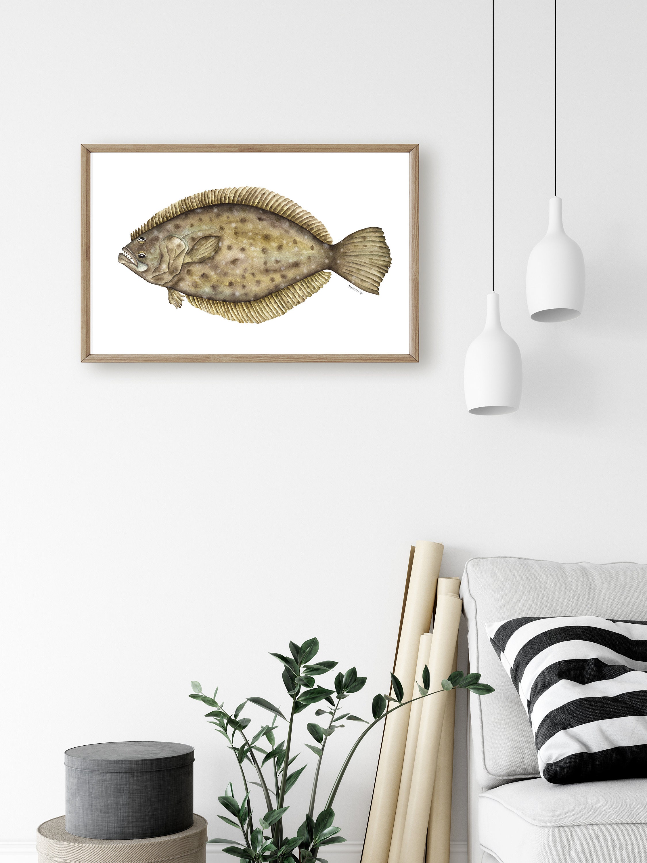 Flounder Fish / Watercolor Art Print - Etsy