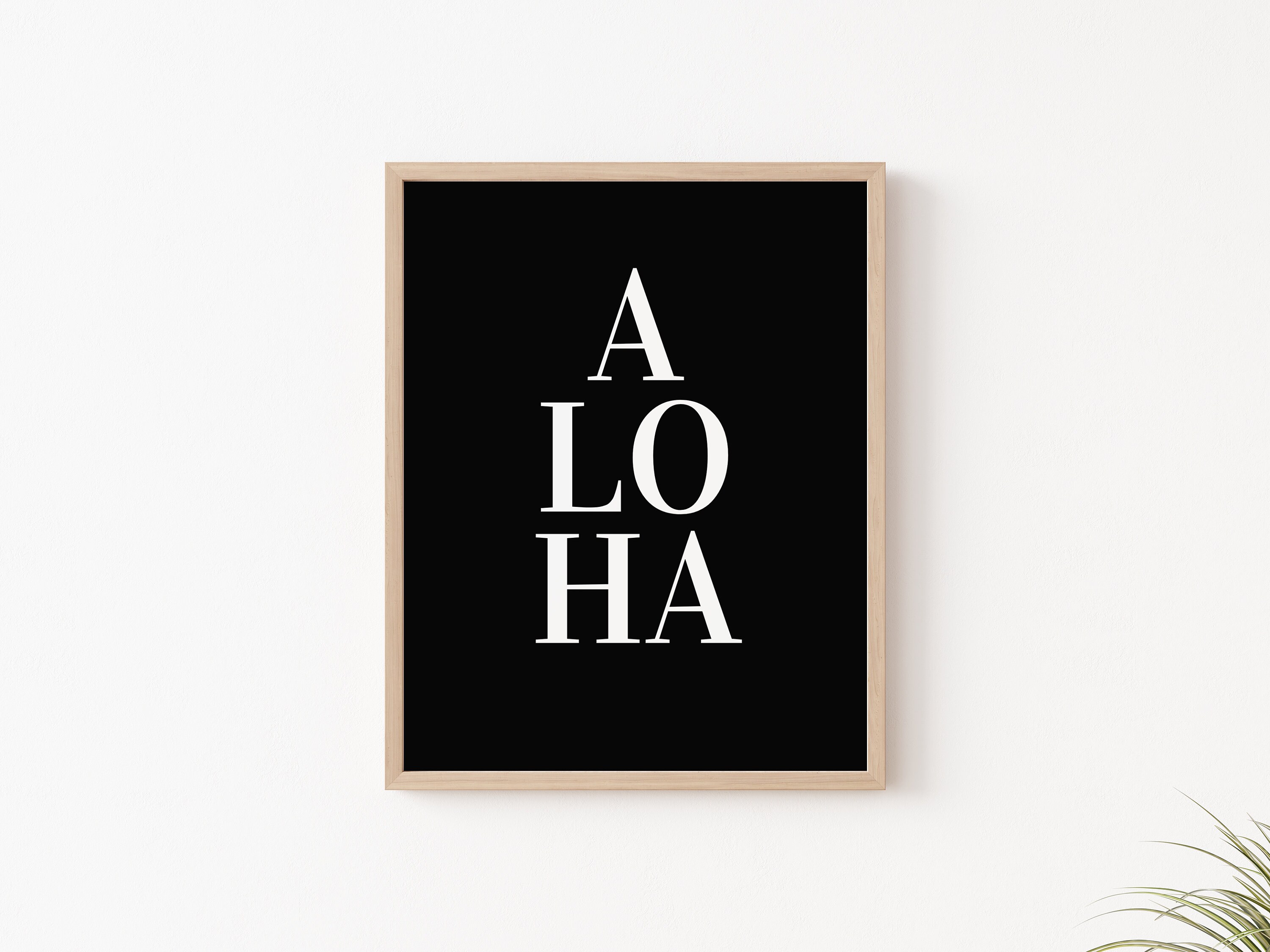 Modern Aloha Print, Set of 2, Black White Wall Decor, Minimalist Hawaii ...